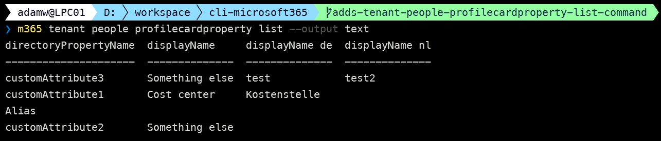 New command: list profile card properties · Issue #5618 · pnp/cli-microsoft365 · GitHub