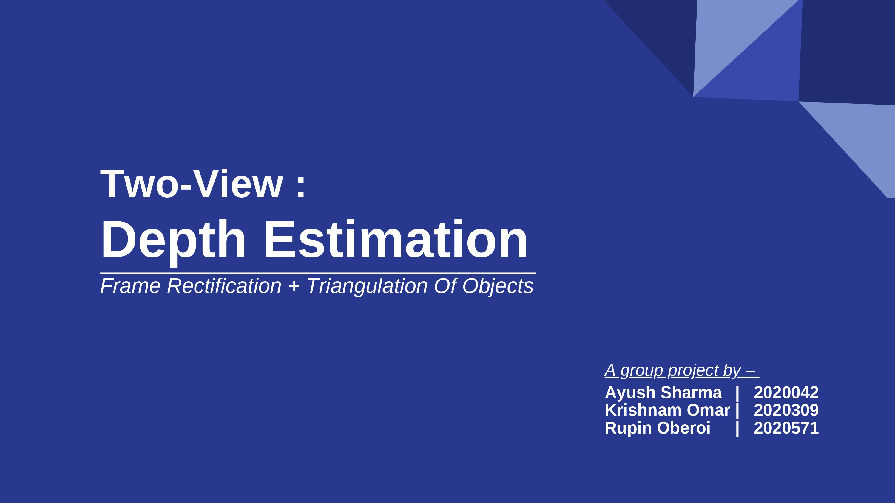 GitHub - ayush26sharma/Two-View-Depth-Estimator