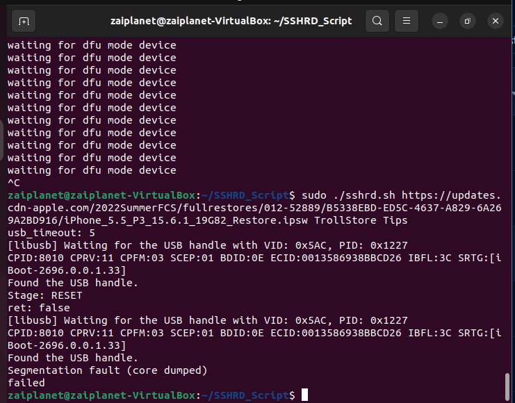 SSHRD don't work on Ubuntu 22.04 and iphone 7 Plus · Issue #147 · opa334/TrollStore · GitHub