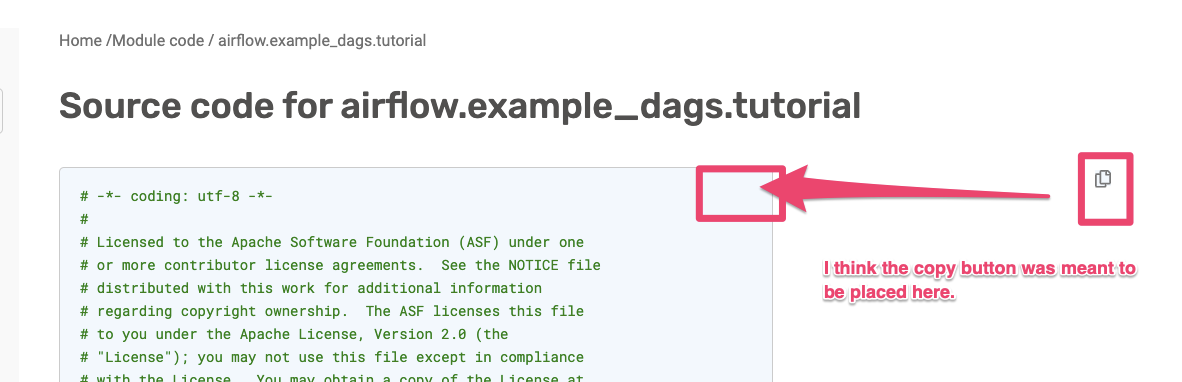 Documentation: The copy button (for source code) is misplaced and links to 404 · Issue #324 ...