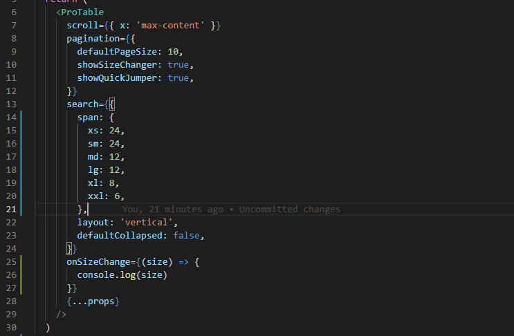🐛[BUG]修改ProTable 的搜索表单项响应式span后,设置layout为vertical无效 · Issue #4096 · ant-design/pro-components ...