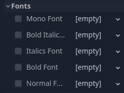 Godot 4: RichTextLabel bold, italic and code Bbcodes aren't applied properly with the default ...