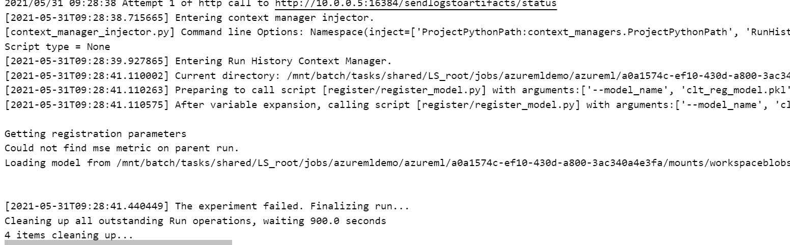 Could not find metric on parent run. · Issue #367 · microsoft/MLOpsPython · GitHub