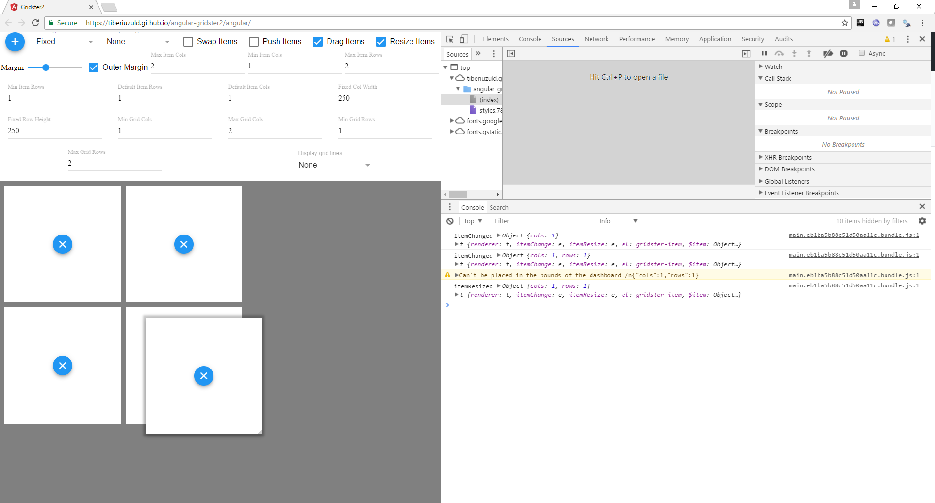 Items are stacked when the grid is full · Issue #65 · tiberiuzuld/angular-gridster2 · GitHub
