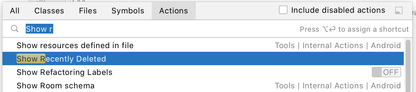 "Show Refactoring Labels" should be disabled when there is no log tab ...
