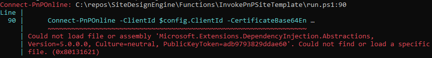 [BUG] Connect-PnPOnline throws "Could not load file or assembly 'Microsoft.Extensions.Logging ...