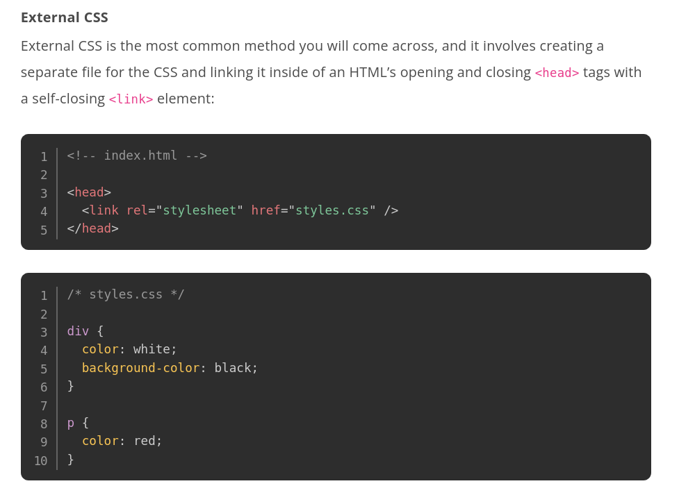 Syntax typo in CSS Foundations, external CSS section · Issue #23067 · TheOdinProject/curriculum ...