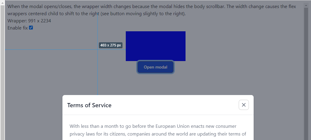 Toggling modal causes layout shift · Issue #311 · themesberg/flowbite-svelte · GitHub