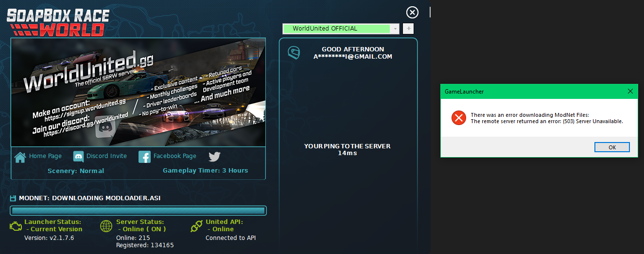 There was an error downloading ModNet Files: The remote server returned an error: (503) Server ...