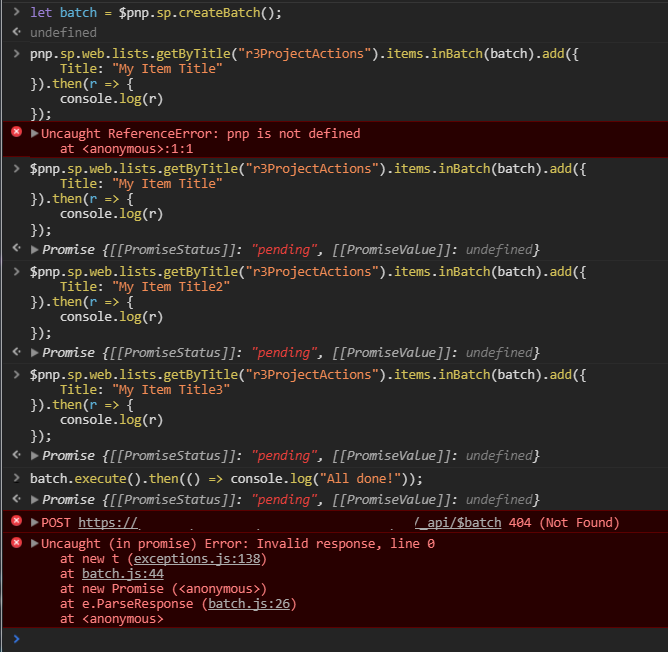Error: Cannot Find Resource for the Request $Batch · Issue #220 · pnp/pnpjs · GitHub