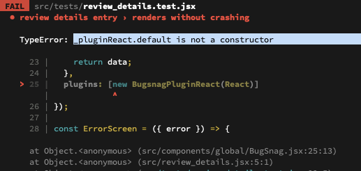 Get pass jest tests and getting error _pluginReact.default is not a ...