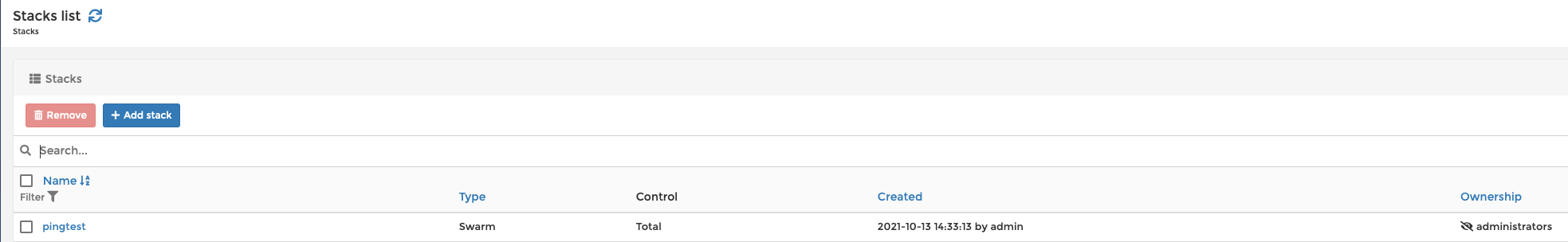 Stack created through HTTP API appear as "Limited" in the WEB UI [Docker swarm mode] · Issue ...