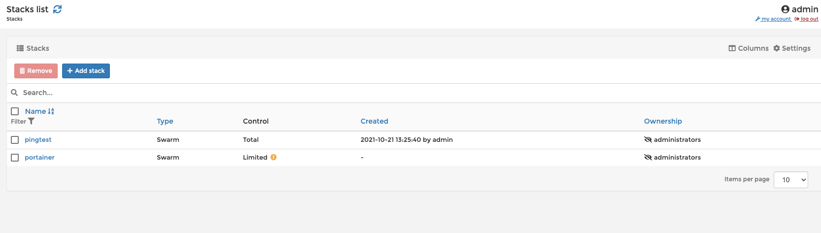 Stack created through HTTP API appear as "Limited" in the WEB UI [Docker swarm mode] · Issue ...