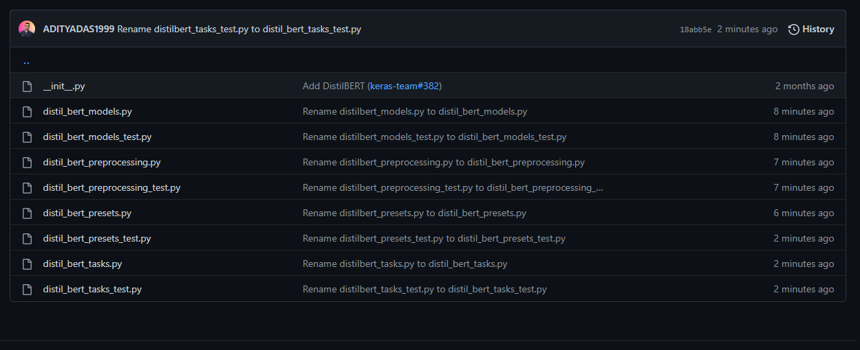 Update model and file names for DistilBert · Issue #510 · keras-team/keras-hub · GitHub