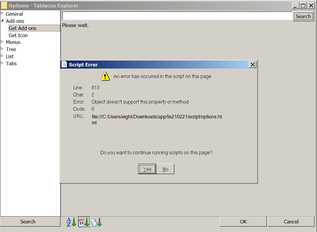 can't get add-on from "get add-on" button · Issue #384 · tablacus/TablacusExplorer · GitHub