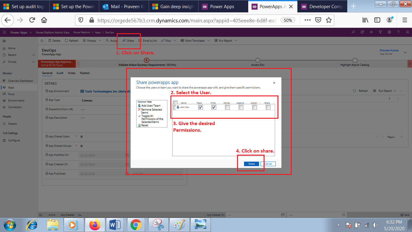 [BUG]: Power Platform Admin View (model driven app) - App Sharing functionality not working ...