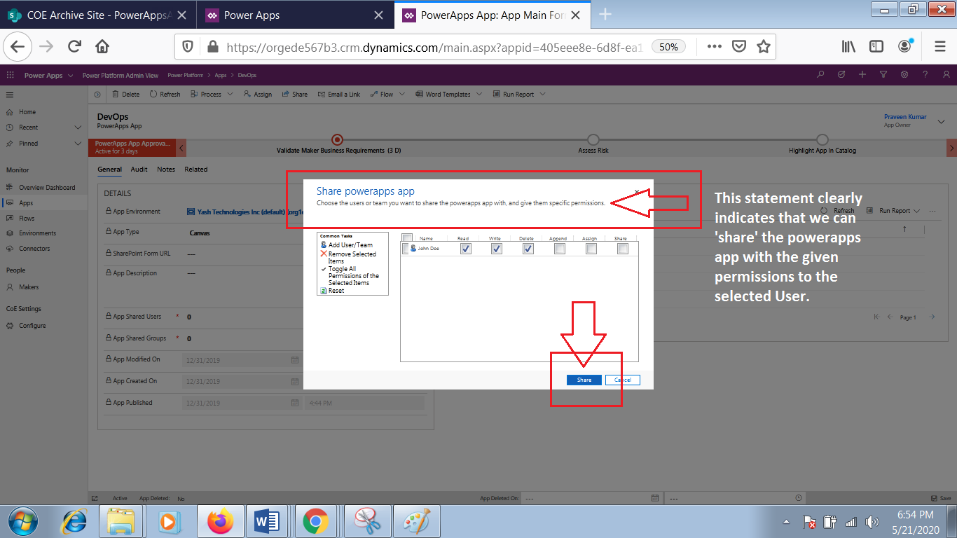 [BUG]: Power Platform Admin View (model driven app) - App Sharing functionality not working ...