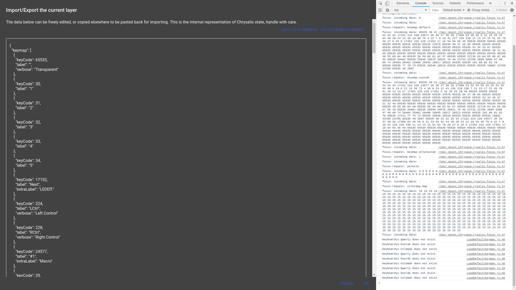 Default buttons don't appear when trying to import/export · Issue #449 · keyboardio/Chrysalis ...