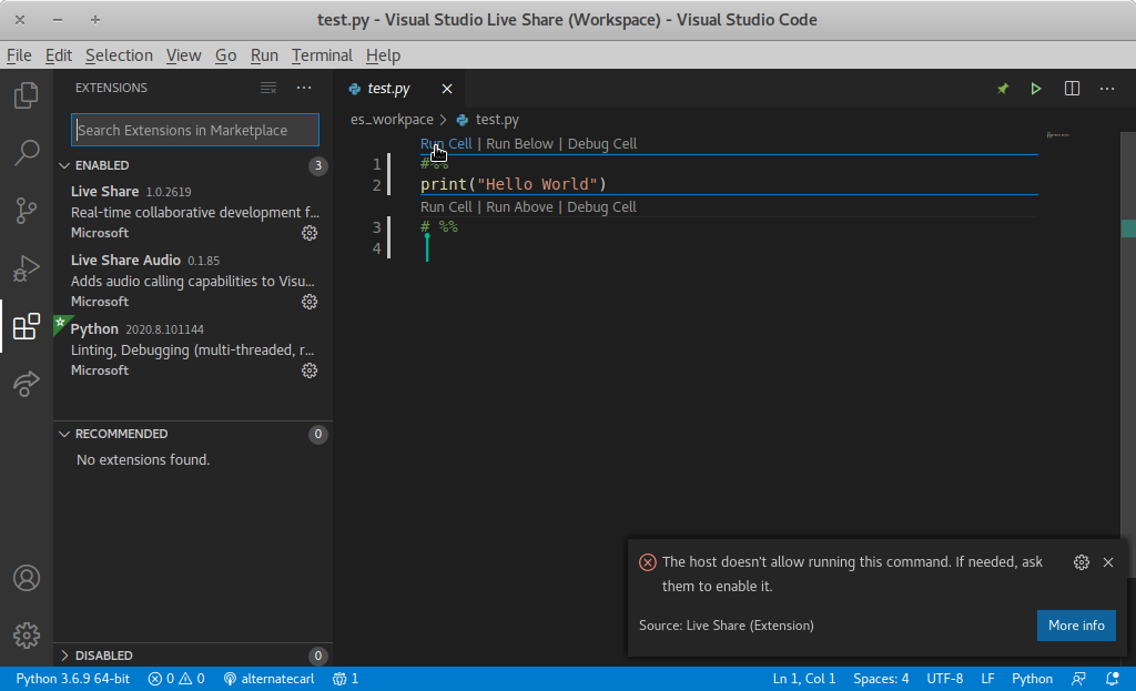 Interactive Python: guests cannot execute cells · Issue #3796 · microsoft/live-share · GitHub