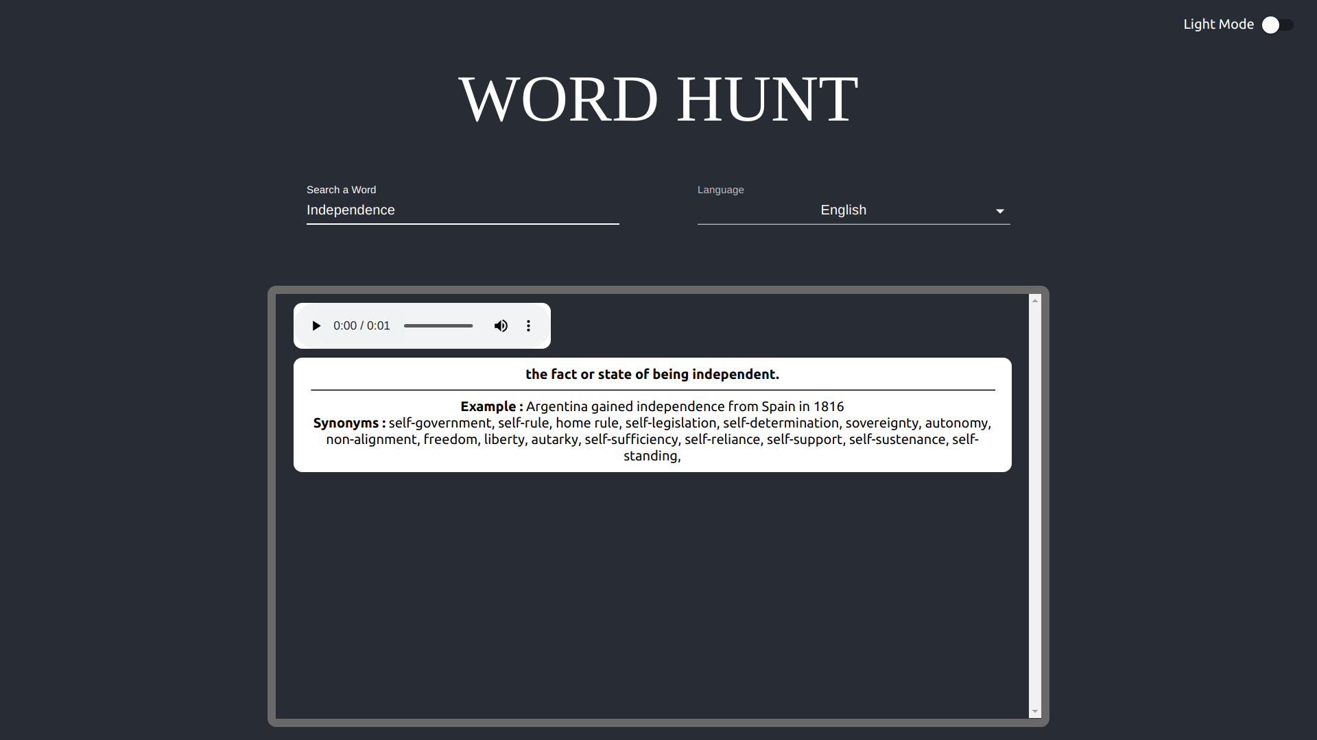 GitHub - akhild007/word-hunt: A Dictionary app with React and Material UI