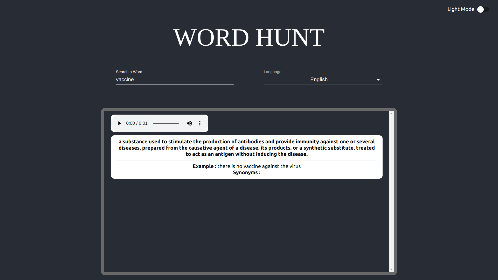 GitHub - akhild007/word-hunt: A Dictionary app with React and Material UI