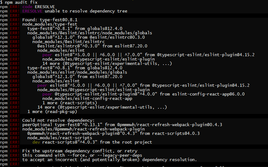 Issue when running npm audit · Issue #11198 · facebook/create-react-app · GitHub