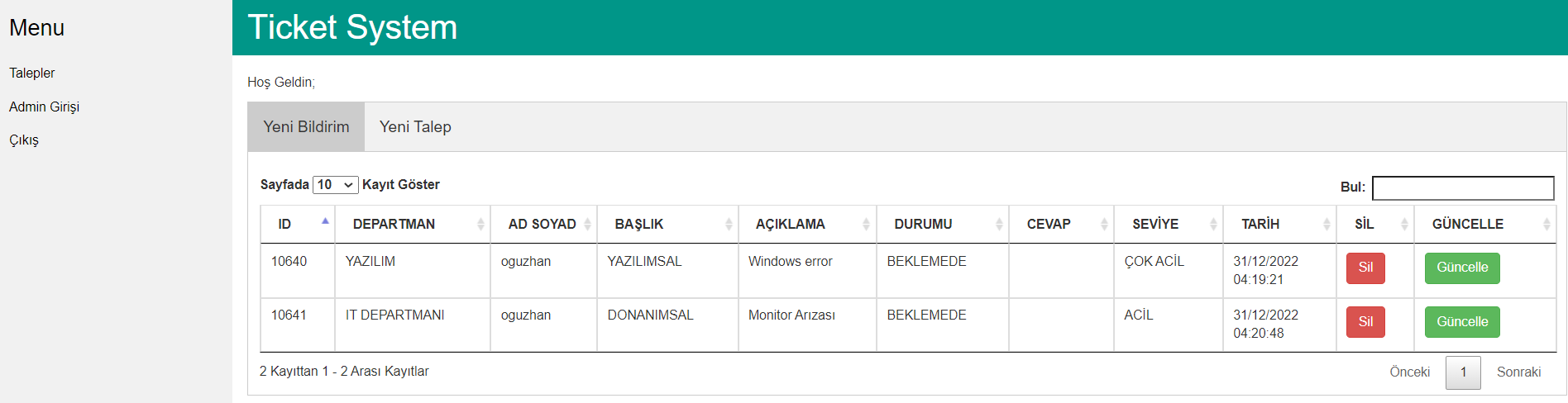 GitHub - oguzhancinkaya/ArizaIstekBildirimWebApp: .NET Core Entity Framework Web App