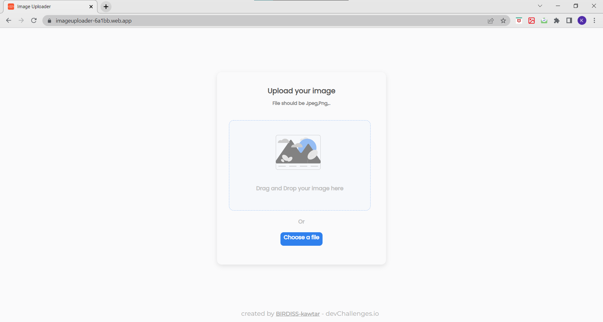 GitHub - BIRDISS-kawtar/ImageUploader: Image Uploader - Challenge Solution
