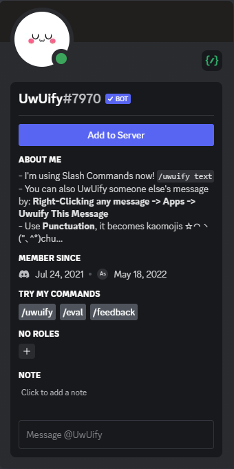 GitHub - nickmartin1ee7/Uwuify.DiscordBot: An overengineered, silly ...