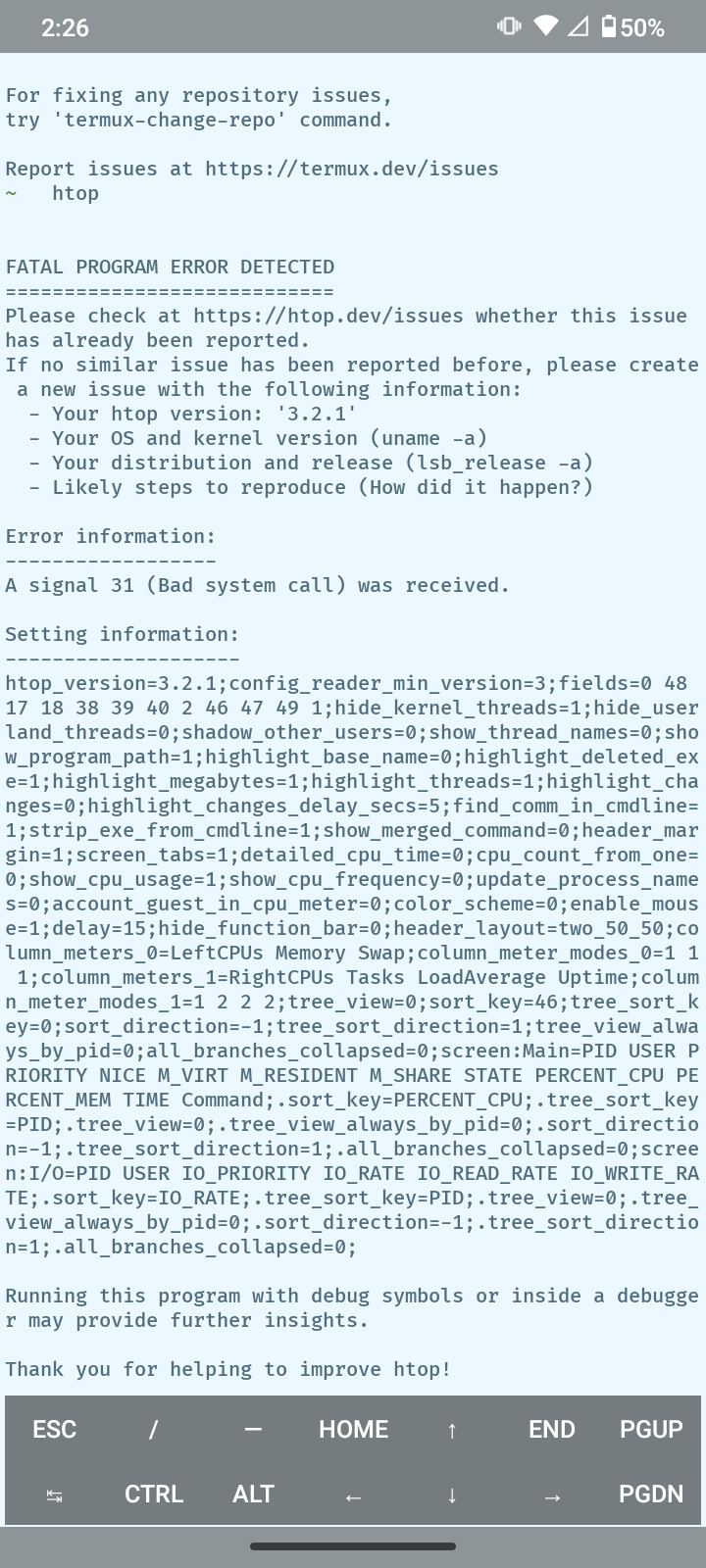 Fatal System Error Htop · Issue 12120 · Termuxtermux Packages · Github 