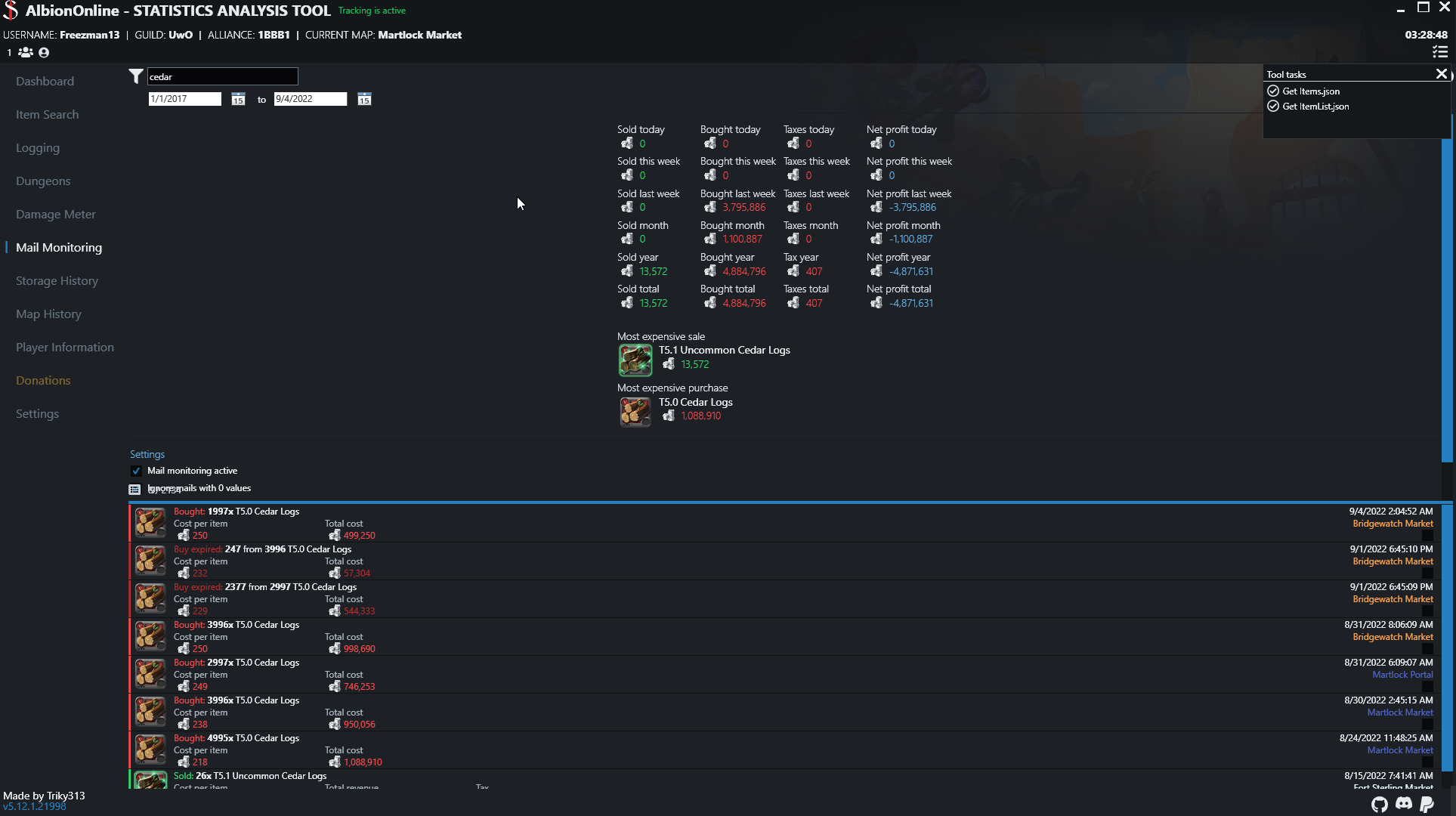 Mail monitoring search doesn't display "cedar planks" · Issue #172 · Triky313/AlbionOnline ...