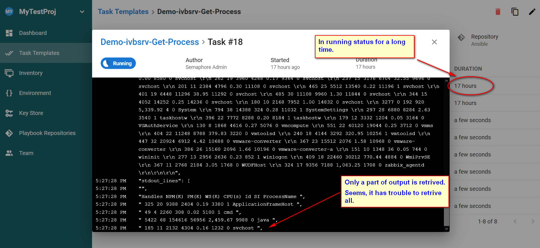 When too many output to screen - sometnig goes WRONG · Issue #642 · semaphoreui/semaphore · GitHub