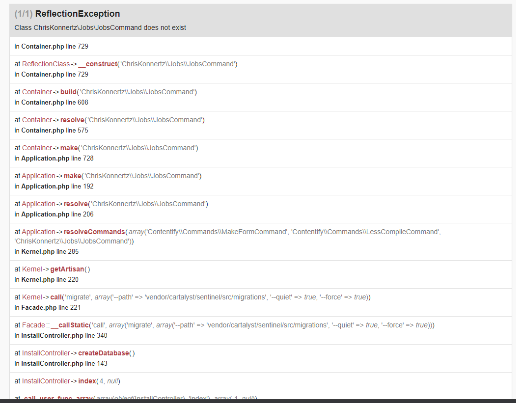ReflectionException · Issue #602 · Contentify/Contentify · GitHub