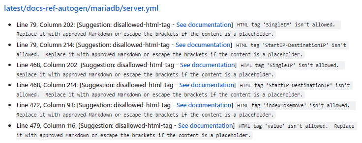 Mariadb Html Tag Isnt Allowed In Example Syntax · Issue 27056 · Azureazure Cli · Github 