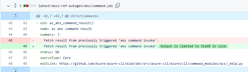 {aks} Added Output Limit Reference To Aks Command Invoke · Issue 27484 · Azure Azure Cli · Github