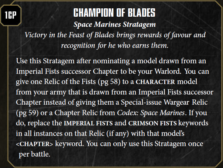 Imperium - Space Marines: Champion of Blades not unlocking correct ...