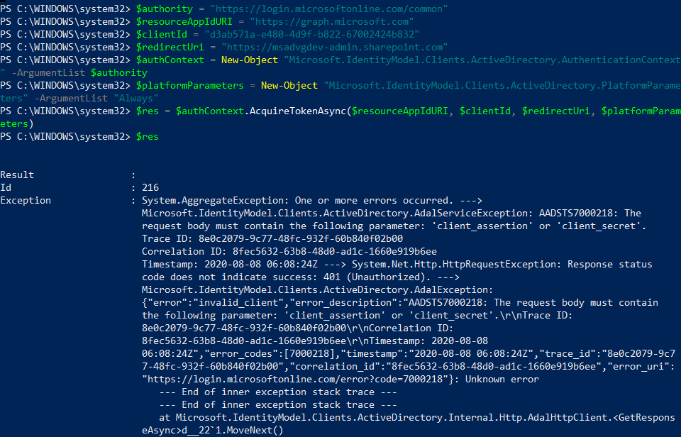 ClientId value 3556cd23-09eb-42b3-a3b9-72cba5c7926e connect-planner ...