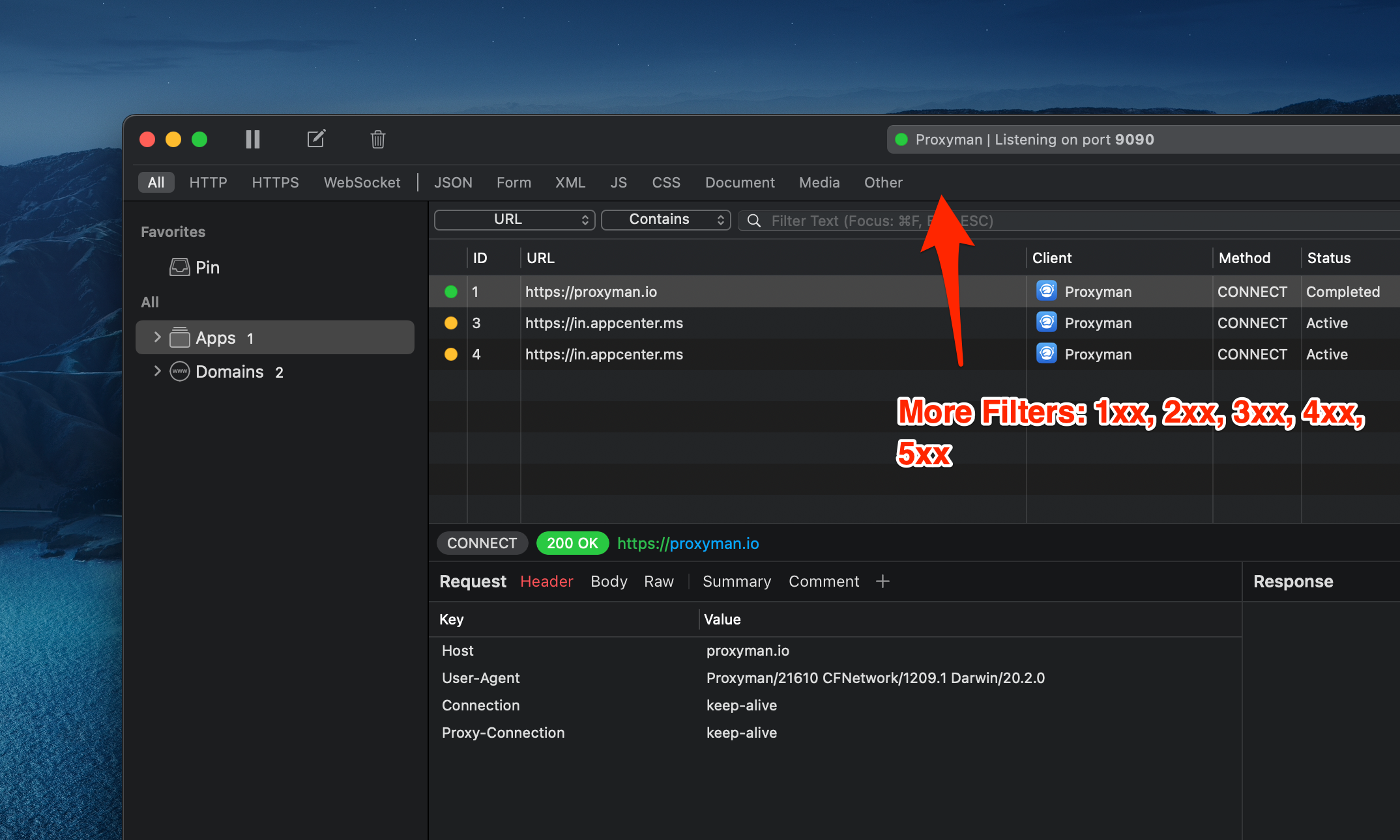 [Suggestion] Pre-configured filter to display errors · Issue #770 · ProxymanApp/Proxyman · GitHub