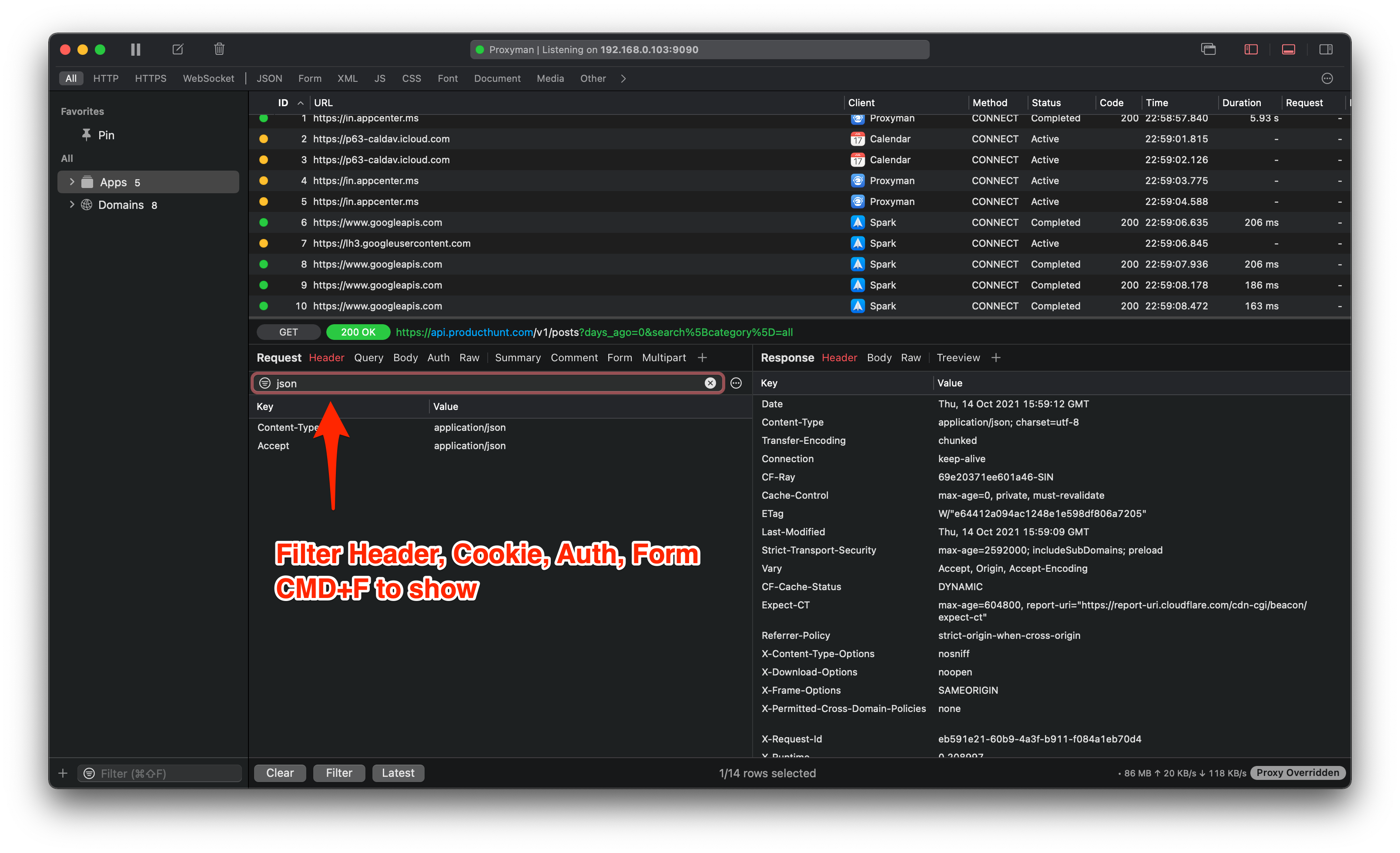 Filter key and value of Header/Form/Cookie/Authentication ... · Issue #1017 · ProxymanApp ...