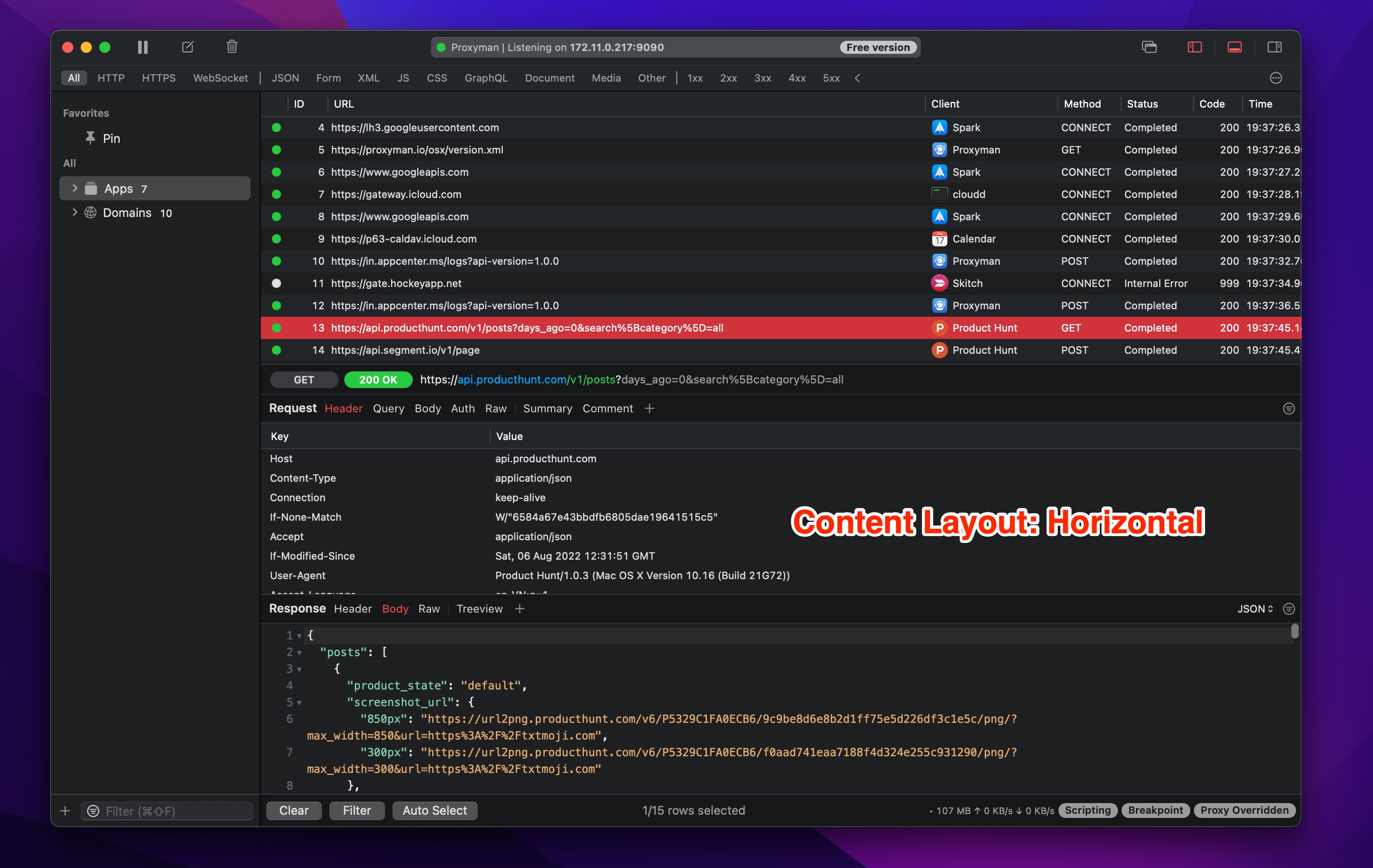 [Suggestion] Additional panel layout option · Issue #1324 · ProxymanApp/Proxyman · GitHub