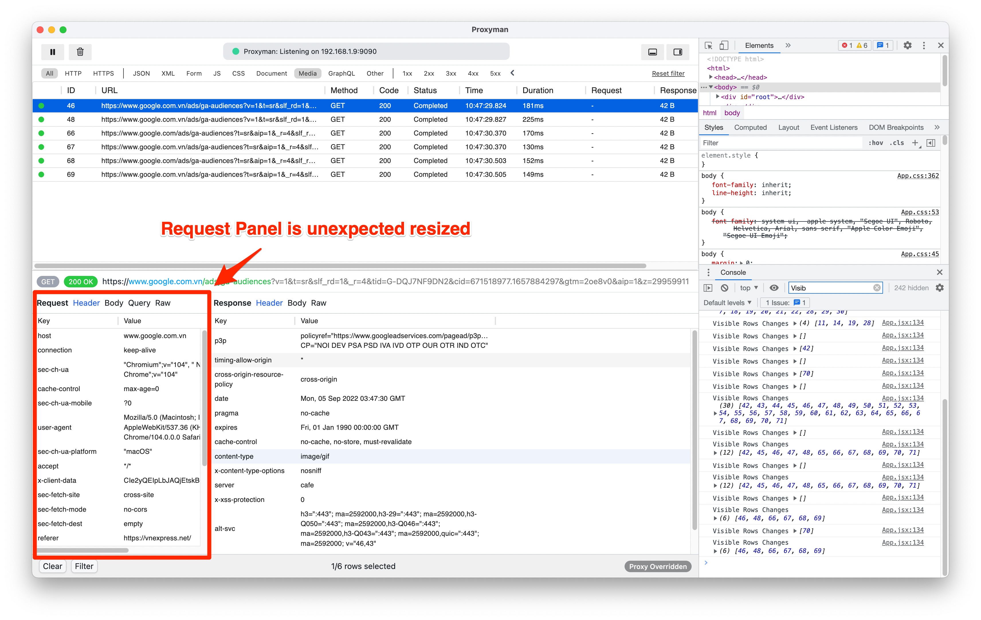 [BUG] Request panel is unexpectedly resized · Issue #86 · ProxymanApp/proxyman-windows-linux ...