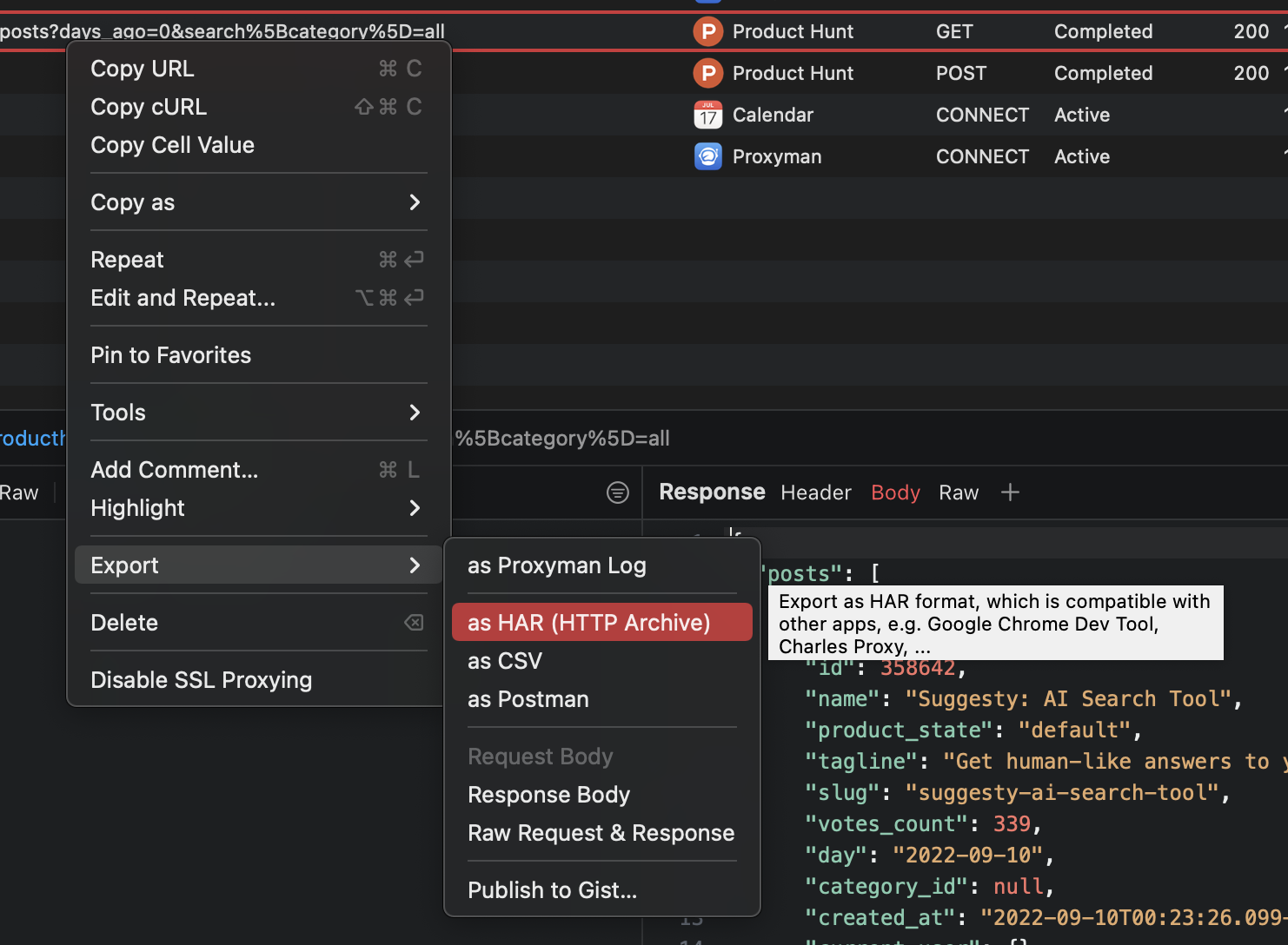 Export To Har Format · Issue 93 · Proxymanapp Proxyman Windows Linux · Github