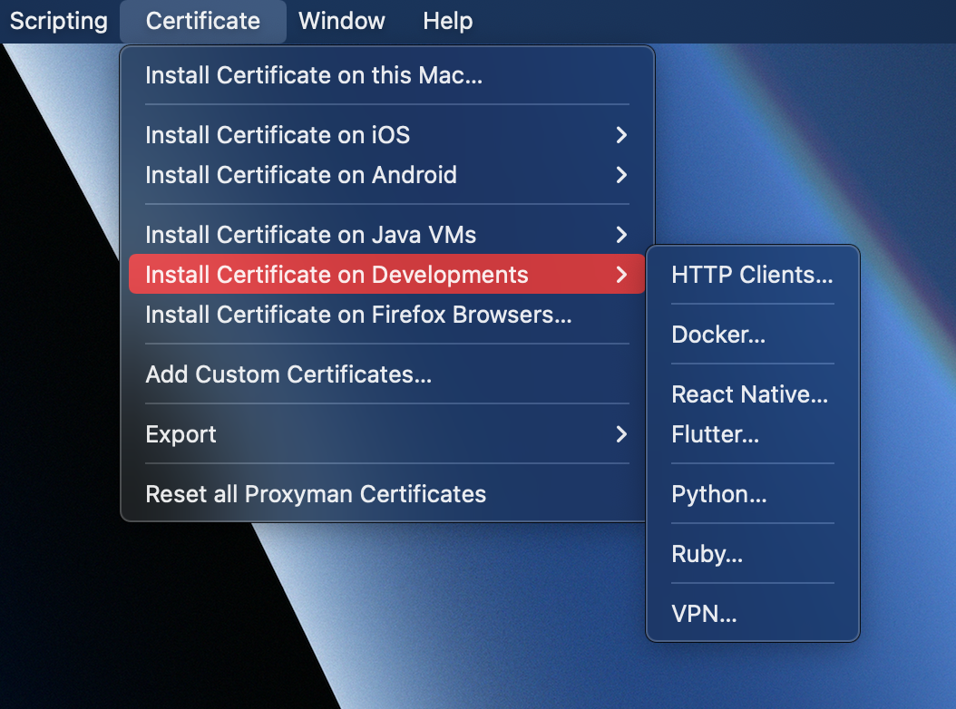 Add new menu to Certificate Menu · Issue #103 · ProxymanApp/proxyman-windows-linux · GitHub