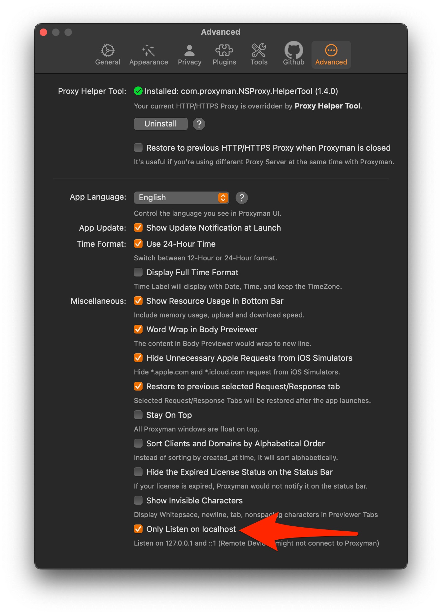 Listen on localhost · Issue #1489 · ProxymanApp/Proxyman · GitHub