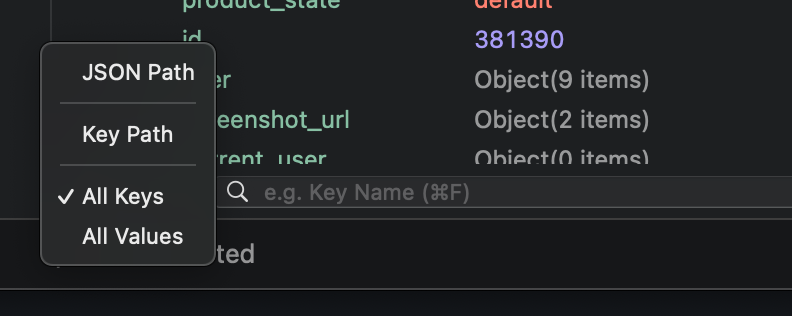 Improve the JSON Filter/Search Mode · Issue #1560 · ProxymanApp/Proxyman · GitHub