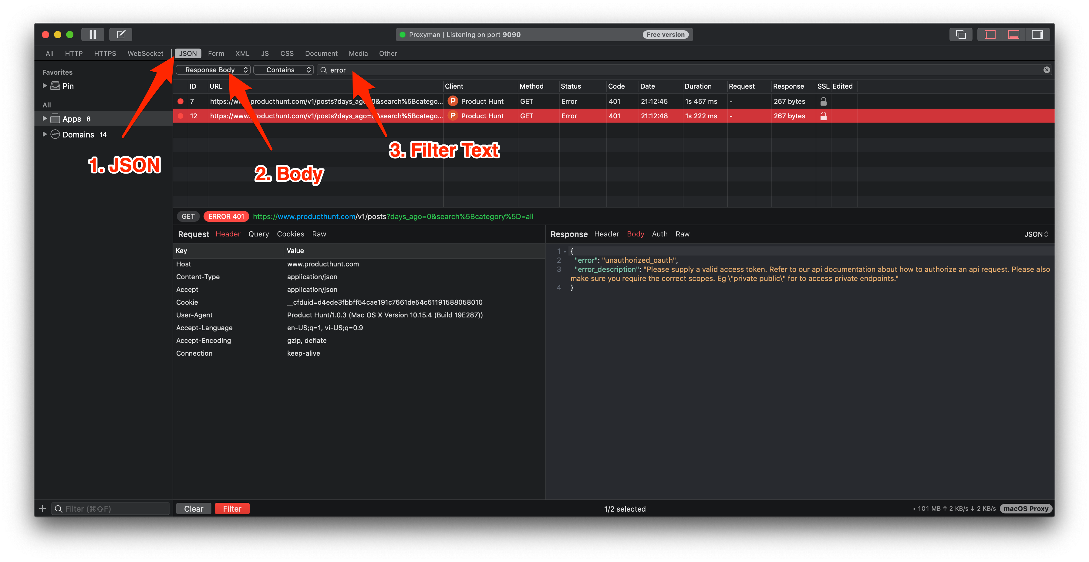 Search and filter json response · Issue #503 · ProxymanApp/Proxyman · GitHub