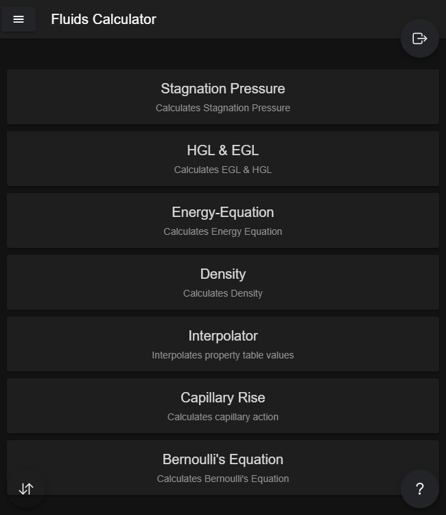 GitHub - Ripwords/fluidsCalc: Fluids Mechanics Calculator