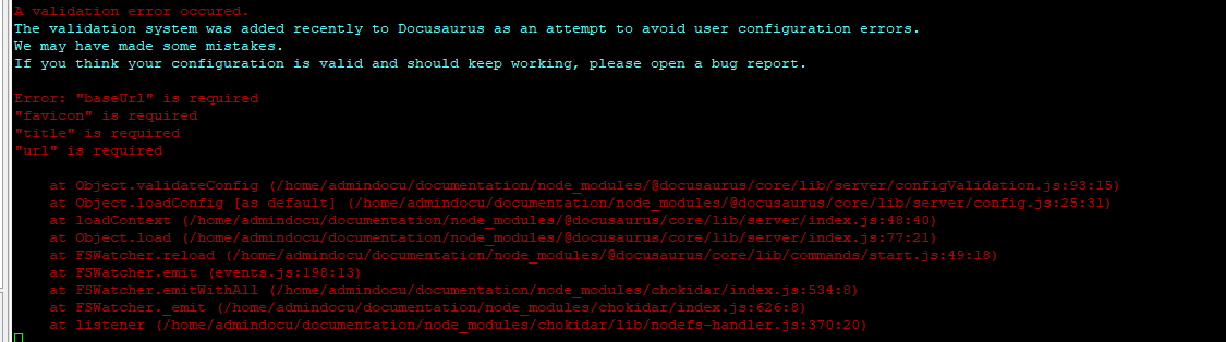 docusaurus.config.js - Errors when change · Issue #3687 · facebook/docusaurus · GitHub