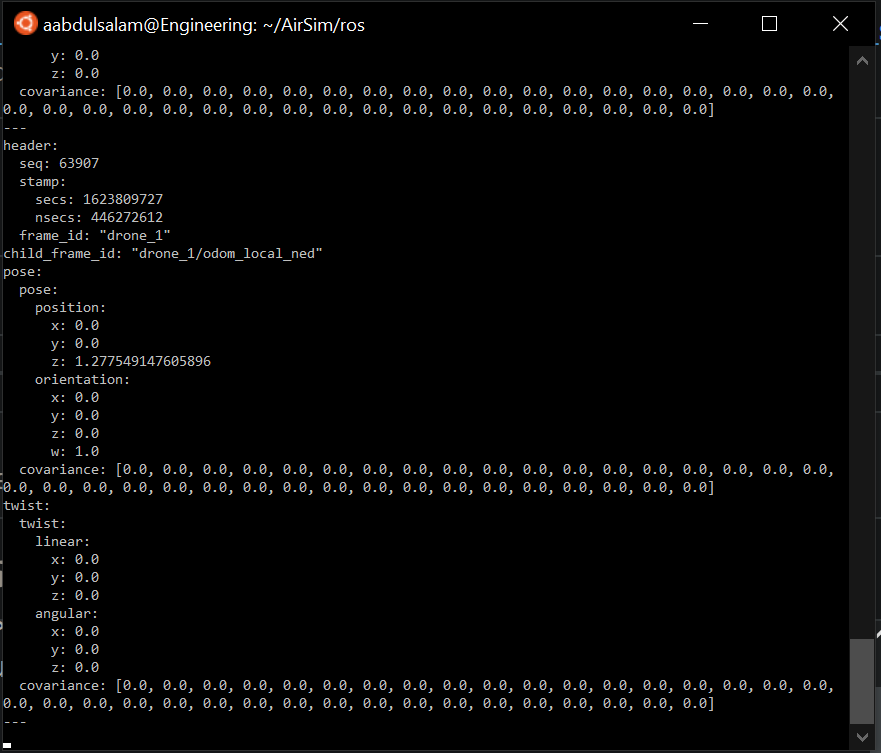 ROS node "pid_position_controller_simple_node" and launch file "airsim_with_simple_PD_position ...