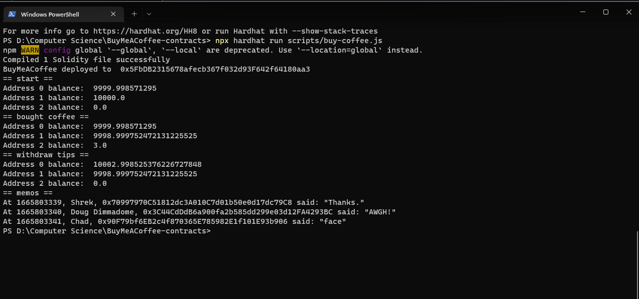 GitHub - brandonhach/BuyMeACoffee-Dapp: A simple smart contract using populated addresses to ...